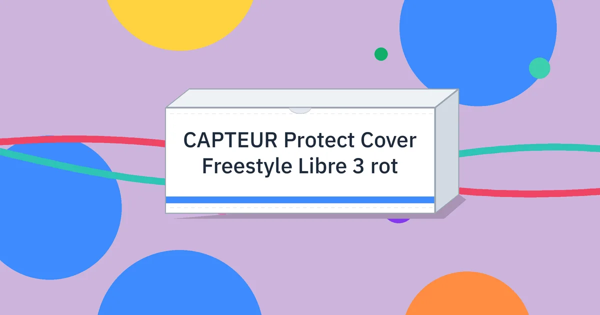 Symbolbild: Packung mit der Aufschrift CAPTEUR Protect Cover Freestyle Libre 3 rot (PZN 20203633) – Verfügbarkeit und Bezug in Apotheken in Frankfurt am Main