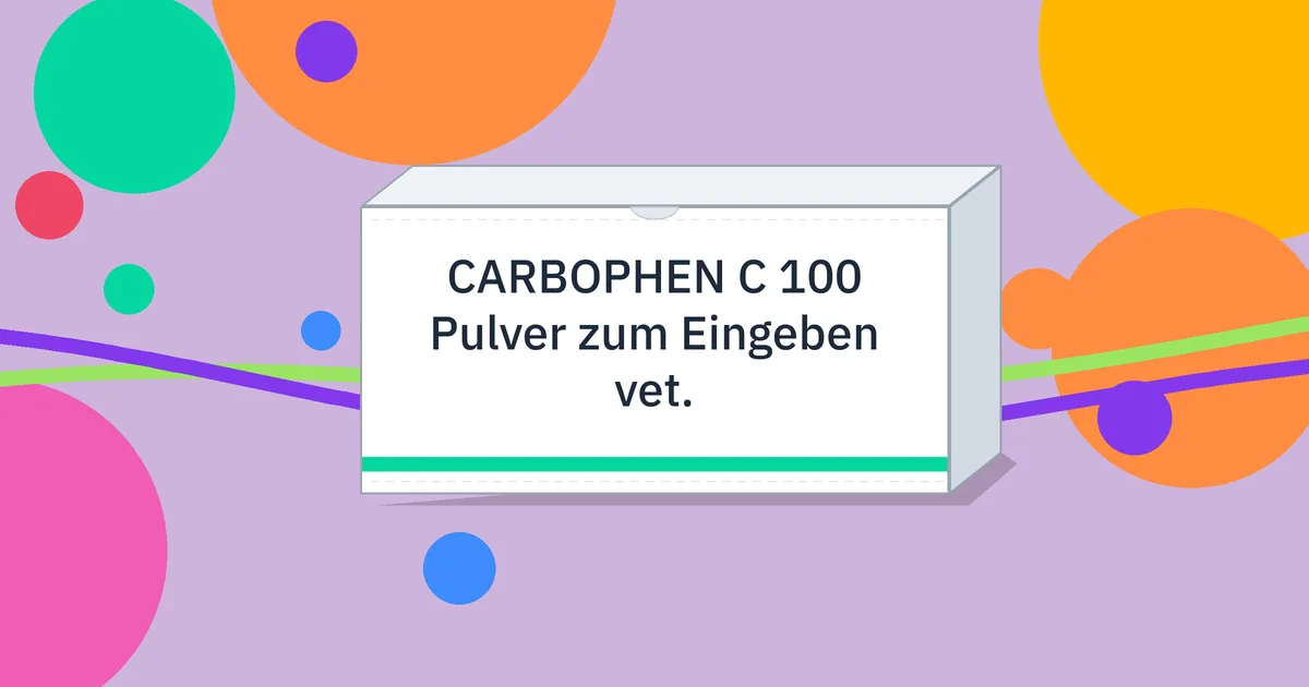 Symbolbild: Packung mit der Aufschrift CARBOPHEN C 100 Pulver zum Eingeben vet. (PZN 07382849) – Verfügbarkeit und Bezug in Apotheken in Frankfurt am Main