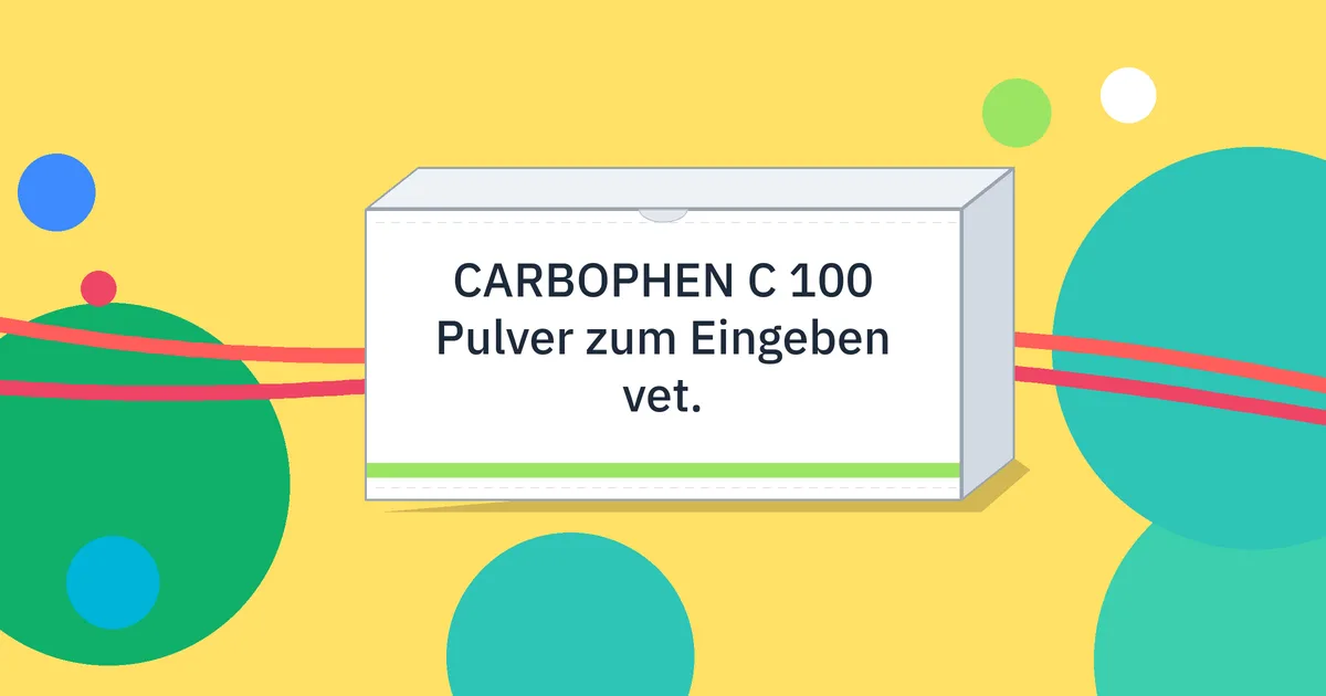 Symbolbild: Packung mit der Aufschrift CARBOPHEN C 100 Pulver zum Eingeben vet. (PZN 07382832) – Verfügbarkeit und Bezug in Apotheken in Frankfurt am Main