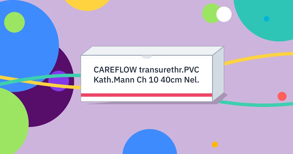 Symbolbild: Packung mit der Aufschrift CAREFLOW transurethr.PVC Kath.Mann Ch 10 40cm Nel. (PZN 18321058) – Verfügbarkeit und Bezug in Apotheken in Frankfurt am Main