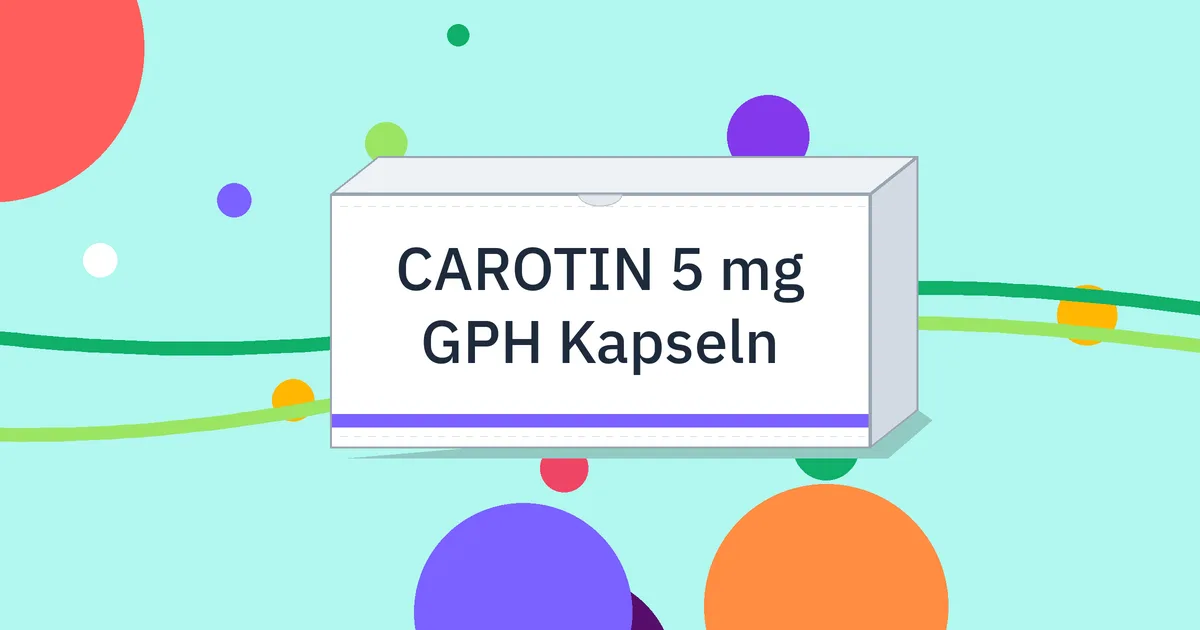 Symbolbild: Packung mit der Aufschrift CAROTIN 5 mg GPH Kapseln (PZN 09681421) – Verfügbarkeit und Bezug in Apotheken in Frankfurt am Main