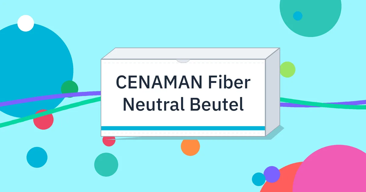 Symbolbild: Packung mit der Aufschrift CENAMAN Fiber Neutral Beutel (PZN 13710832) – Verfügbarkeit und Bezug in Apotheken in Frankfurt am Main