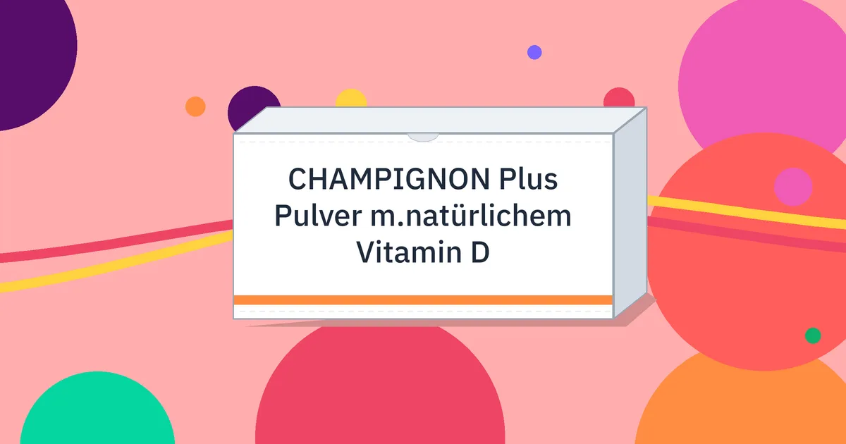 Symbolbild: Packung mit der Aufschrift CHAMPIGNON Plus Pulver m.natürlichem Vitamin D (PZN 17592022) – Verfügbarkeit und Bezug in Apotheken in Frankfurt am Main