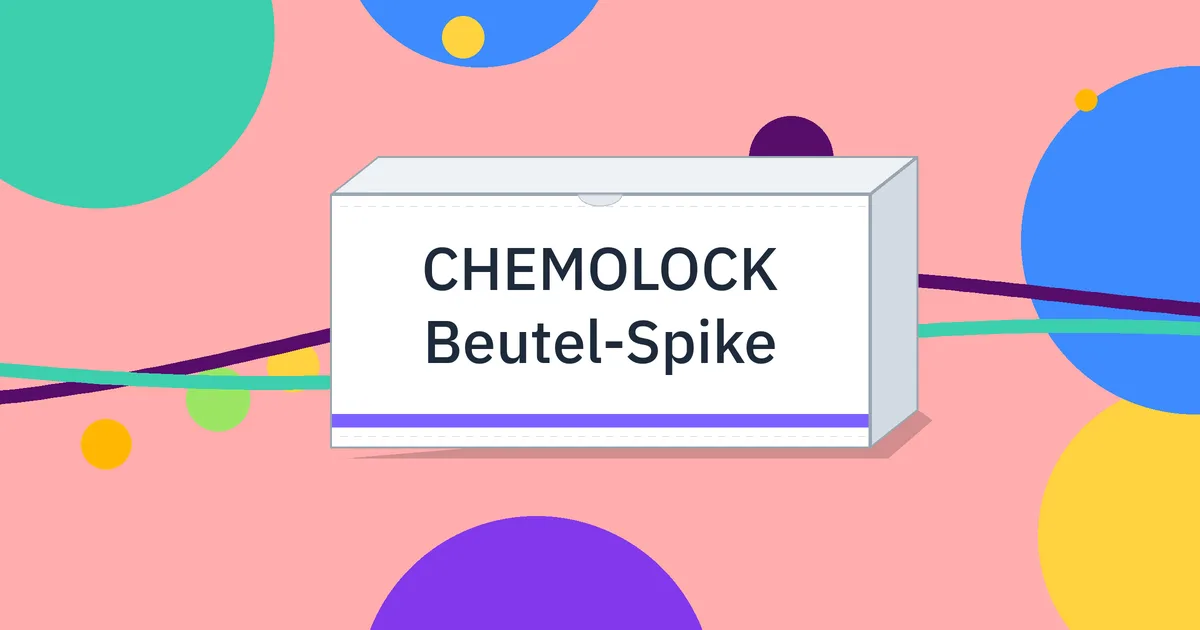 Symbolbild: Packung mit der Aufschrift CHEMOLOCK Beutel-Spike (PZN 18499112) – Verfügbarkeit und Bezug in Apotheken in Frankfurt am Main