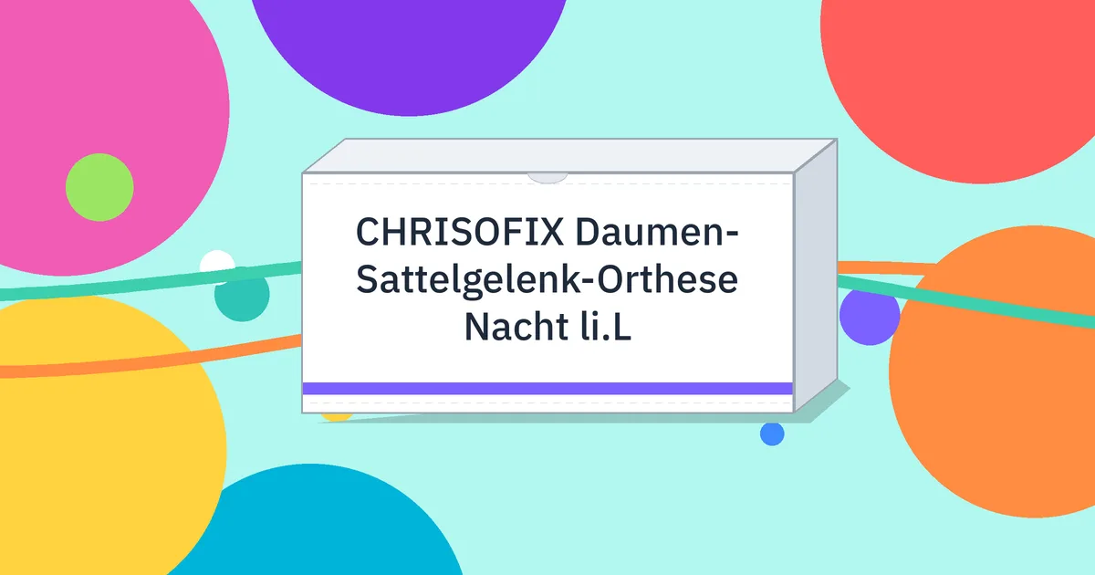 Symbolbild: Packung mit der Aufschrift CHRISOFIX Daumen-Sattelgelenk-Orthese Nacht li.L (PZN 17559912) – Verfügbarkeit und Bezug in Apotheken in Frankfurt am Main