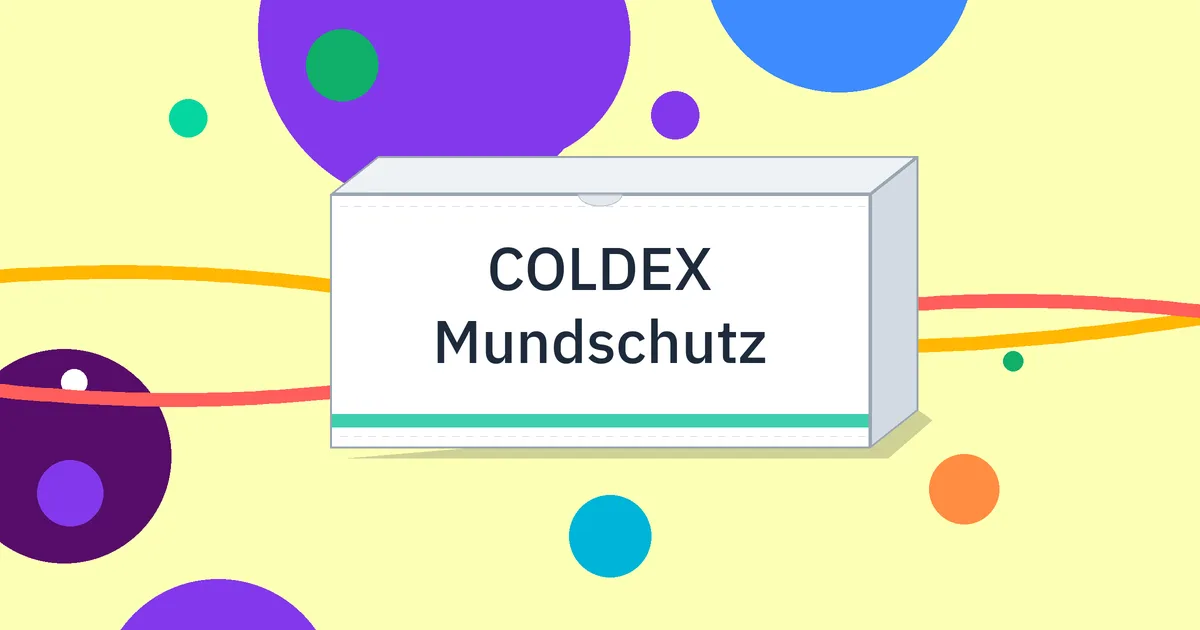 Symbolbild: Packung mit der Aufschrift COLDEX Mundschutz (PZN 13920759) – Verfügbarkeit und Bezug in Apotheken in Frankfurt am Main