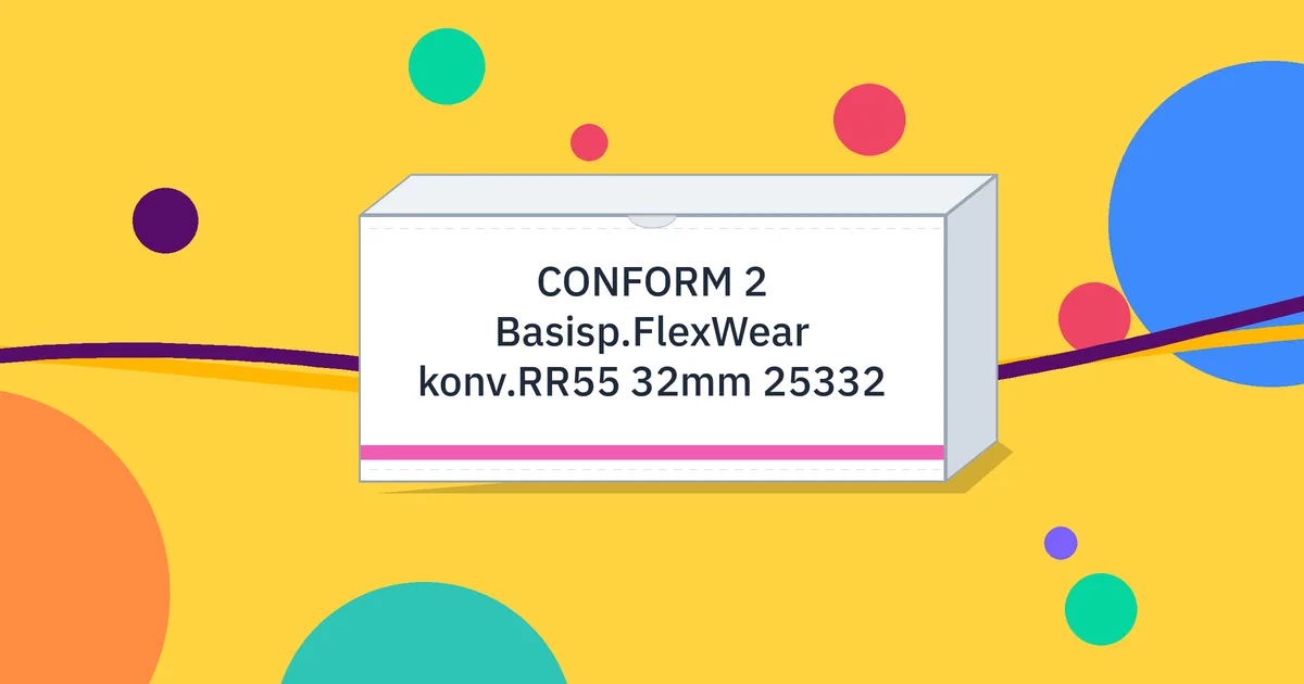Symbolbild: Packung mit der Aufschrift CONFORM 2 Basisp.FlexWear konv.RR55 32mm 25332 (PZN 01464799) – Verfügbarkeit und Bezug in Apotheken in Frankfurt am Main