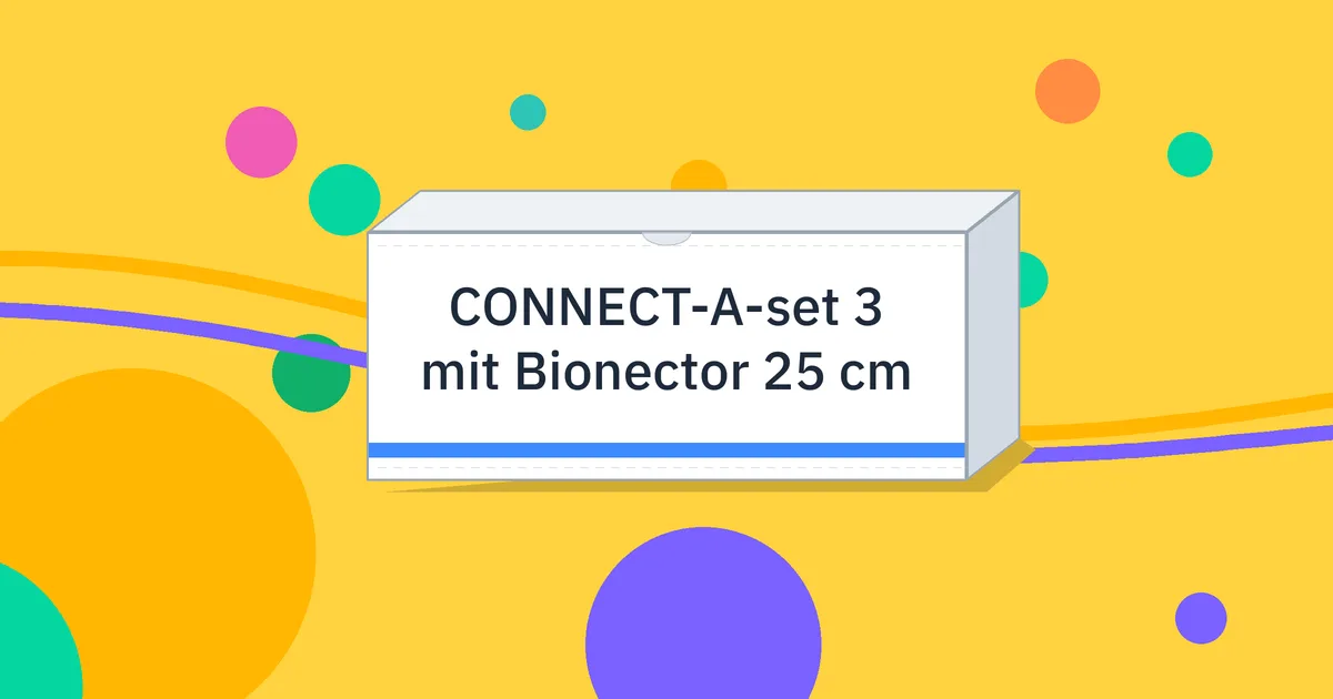 Symbolbild: Packung mit der Aufschrift CONNECT-A-set 3 mit Bionector 25 cm (PZN 16506279) – Verfügbarkeit und Bezug in Apotheken in Frankfurt am Main