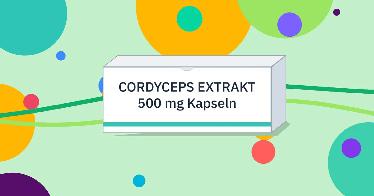 Symbolbild: Packung mit der Aufschrift CORDYCEPS EXTRAKT 500 mg Kapseln (PZN 09202923) – Verfügbarkeit und Bezug in Apotheken in Frankfurt am Main