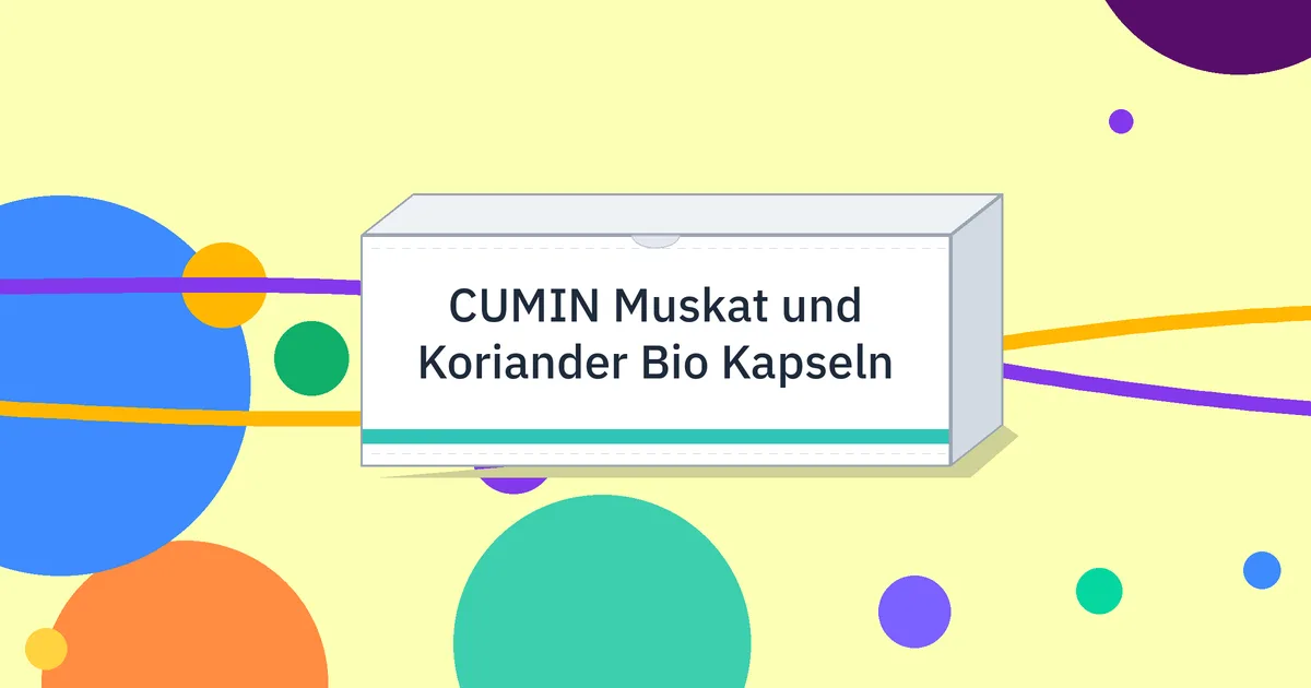 Symbolbild: Packung mit der Aufschrift CUMIN Muskat und Koriander Bio Kapseln (PZN 19301431) – Verfügbarkeit und Bezug in Apotheken in Frankfurt am Main