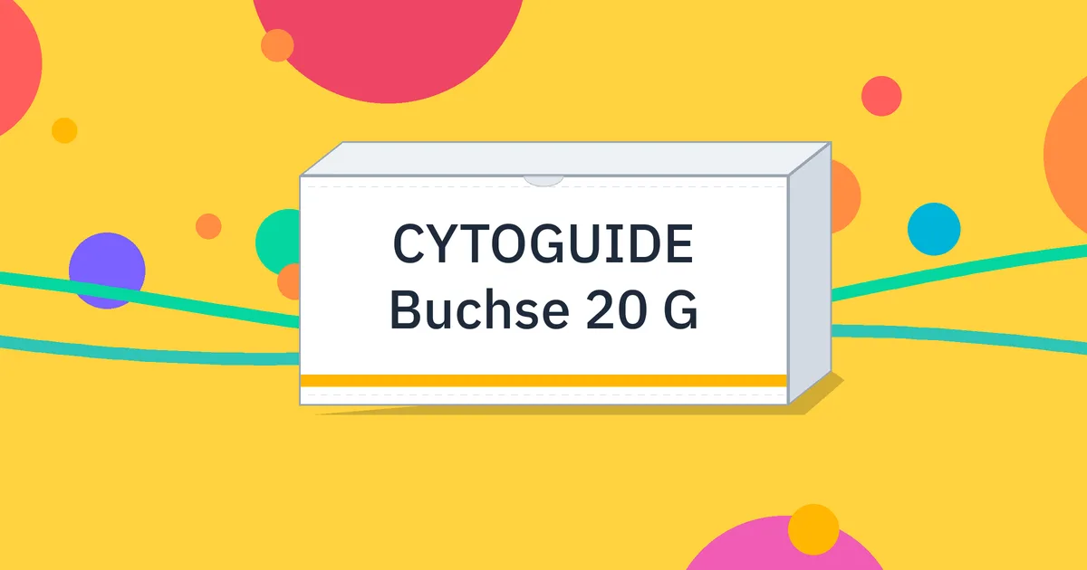 Symbolbild: Packung mit der Aufschrift CYTOGUIDE Buchse 20 G (PZN 03485280) – Verfügbarkeit und Bezug in Apotheken in Frankfurt am Main