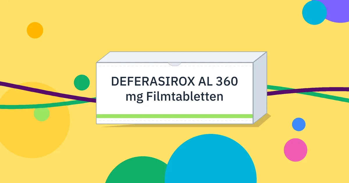 Symbolbild: Packung mit der Aufschrift DEFERASIROX AL 360 mg Filmtabletten (PZN 17482807) – Verfügbarkeit und Bezug in Apotheken in Frankfurt am Main
