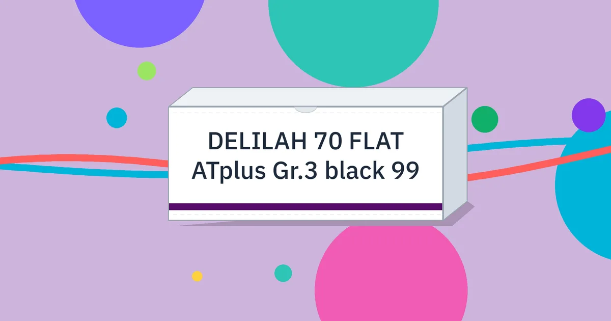 Symbolbild: Packung mit der Aufschrift DELILAH 70 FLAT ATplus Gr.3 black 99 (PZN 13848631) – Verfügbarkeit und Bezug in Apotheken in Frankfurt am Main
