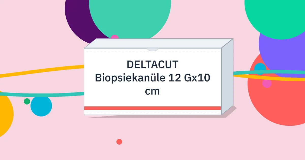 Symbolbild: Packung mit der Aufschrift DELTACUT Biopsiekanüle 12 Gx10 cm (PZN 06935832) – Verfügbarkeit und Bezug in Apotheken in Frankfurt am Main