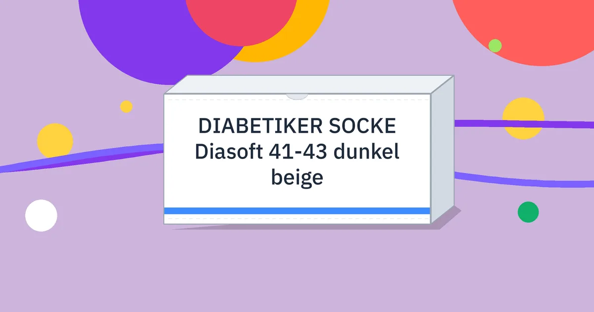 Symbolbild: Packung mit der Aufschrift DIABETIKER SOCKE Diasoft 41-43 dunkel beige (PZN 01824708) – Verfügbarkeit und Bezug in Apotheken in Frankfurt am Main