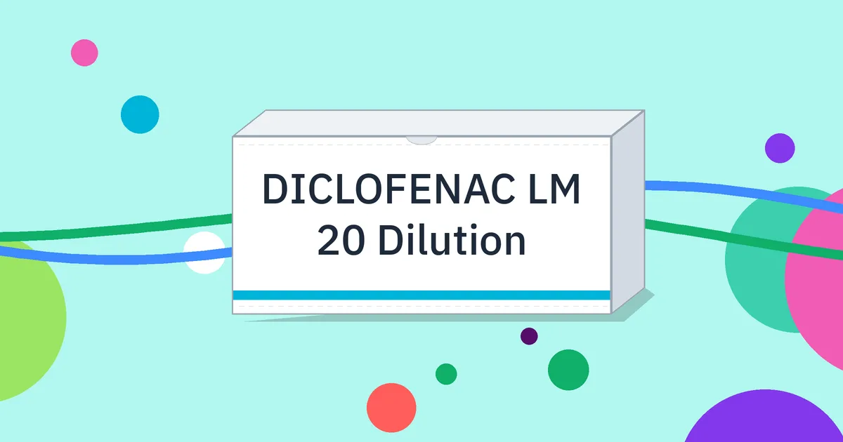 Symbolbild: Packung mit der Aufschrift DICLOFENAC LM 20 Dilution (PZN 12841383) – Verfügbarkeit und Bezug in Apotheken in Frankfurt am Main