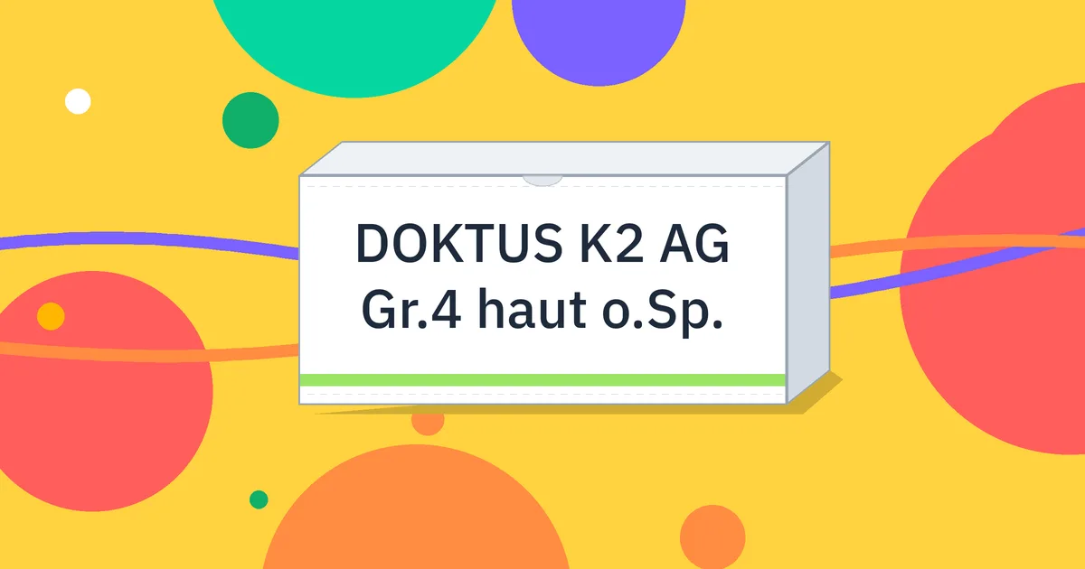 Symbolbild: Packung mit der Aufschrift DOKTUS K2 AG Gr.4 haut o.Sp. (PZN 00596665) – Verfügbarkeit und Bezug in Apotheken in Frankfurt am Main