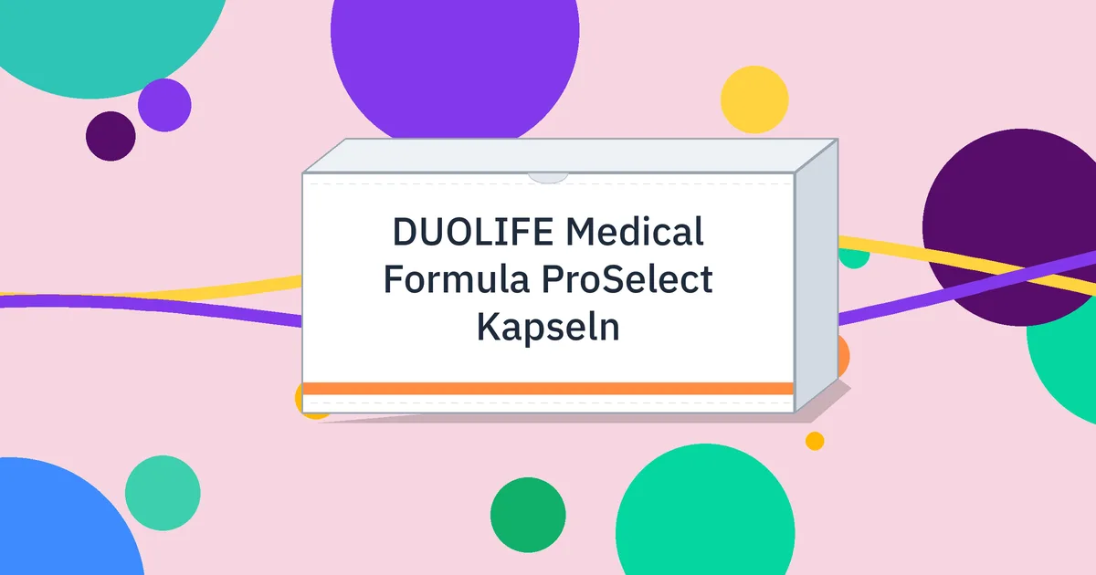 Symbolbild: Packung mit der Aufschrift DUOLIFE Medical Formula ProSelect Kapseln (PZN 16613644) – Verfügbarkeit und Bezug in Apotheken in Frankfurt am Main
