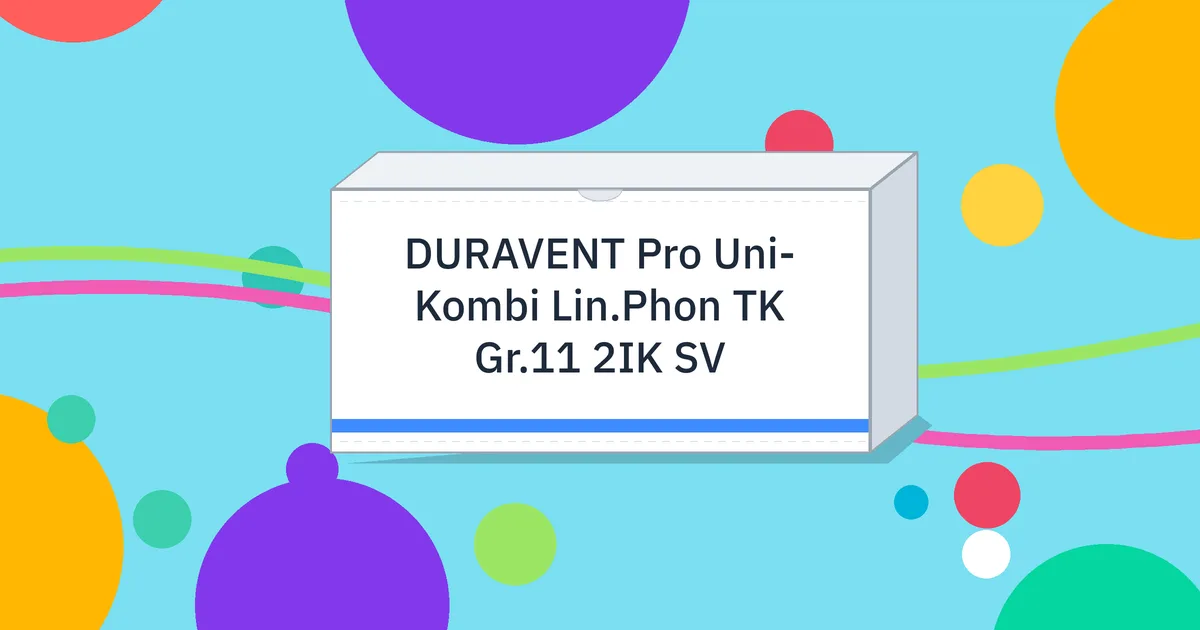 Symbolbild: Packung mit der Aufschrift DURAVENT Pro Uni-Kombi Lin.Phon TK Gr.11 2IK SV (PZN 19246471) – Verfügbarkeit und Bezug in Apotheken in Frankfurt am Main