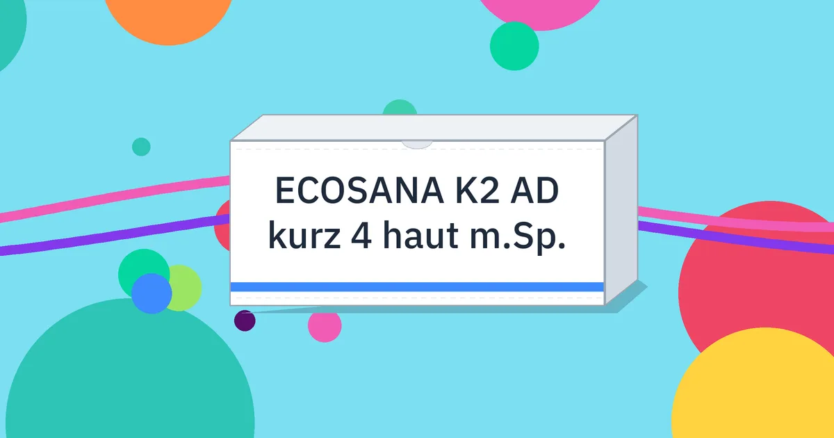 Symbolbild: Packung mit der Aufschrift ECOSANA K2 AD kurz 4 haut m.Sp. (PZN 01347786) – Verfügbarkeit und Bezug in Apotheken in Frankfurt am Main