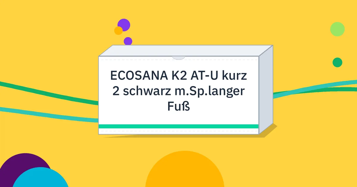 Symbolbild: Packung mit der Aufschrift ECOSANA K2 AT-U kurz 2 schwarz m.Sp.langer Fuß (PZN 10954597) – Verfügbarkeit und Bezug in Apotheken in Frankfurt am Main