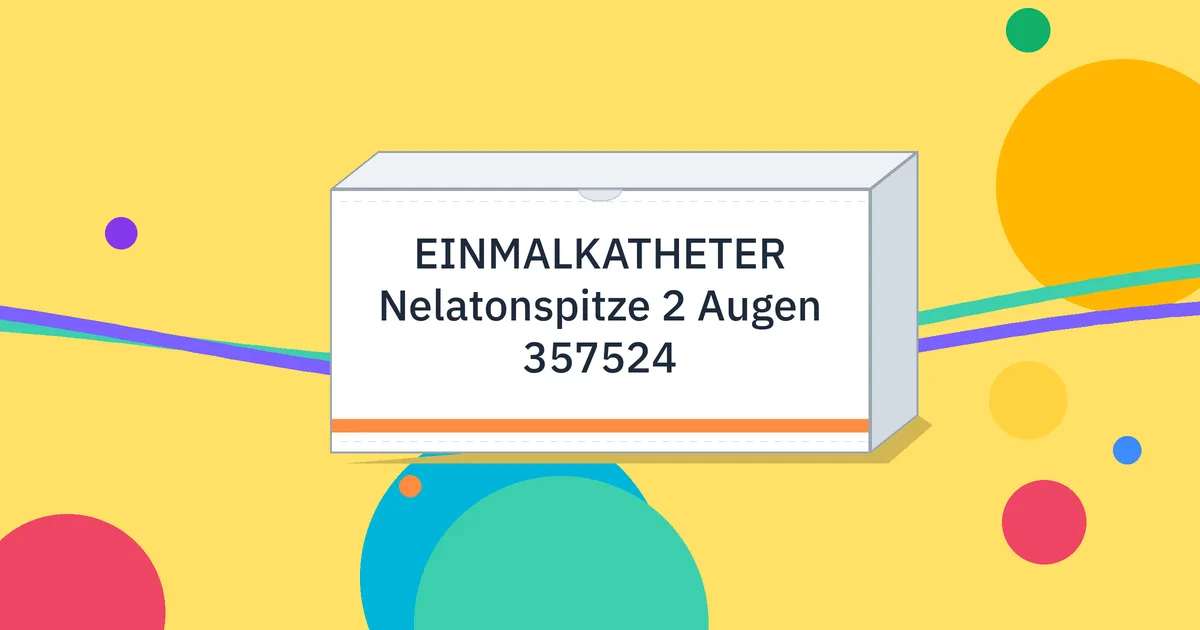 Symbolbild: Packung mit der Aufschrift EINMALKATHETER Nelatonspitze 2 Augen 357524 (PZN 20288641) – Verfügbarkeit und Bezug in Apotheken in Frankfurt am Main