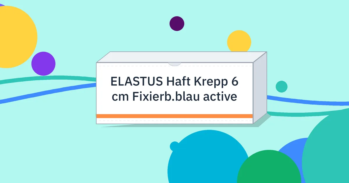 Symbolbild: Packung mit der Aufschrift ELASTUS Haft Krepp 6 cm Fixierb.blau active (PZN 04839314) – Verfügbarkeit und Bezug in Apotheken in Frankfurt am Main