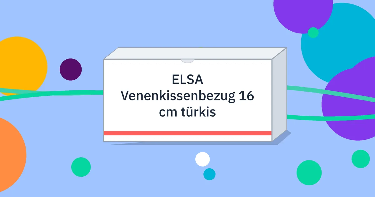 Symbolbild: Packung mit der Aufschrift ELSA Venenkissenbezug 16 cm türkis (PZN 02817113) – Verfügbarkeit und Bezug in Apotheken in Frankfurt am Main