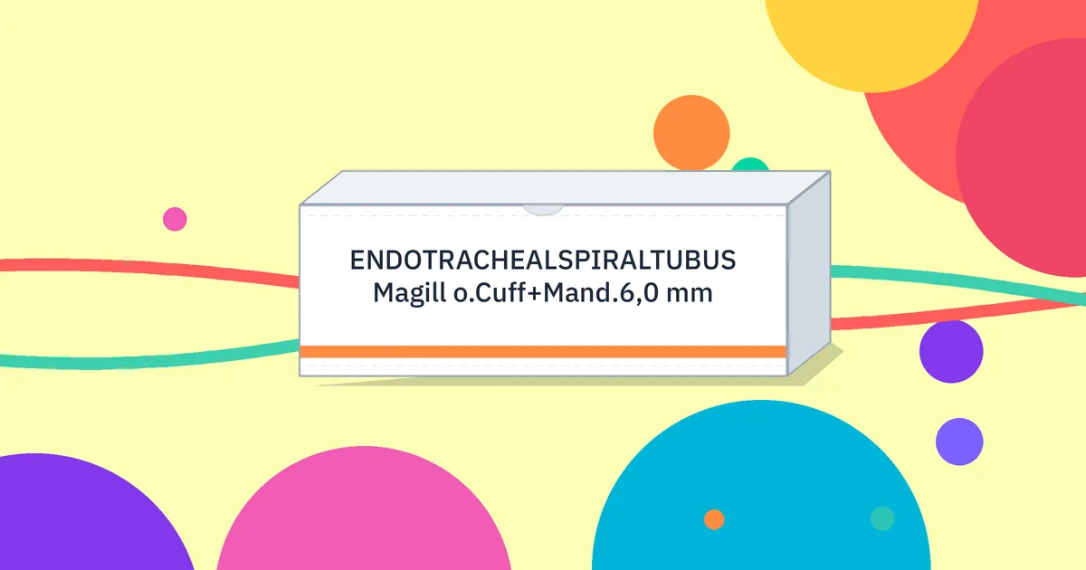 Symbolbild: Packung mit der Aufschrift ENDOTRACHEALSPIRALTUBUS Magill o.Cuff+Mand.6,0 mm (PZN 07681658) – Verfügbarkeit und Bezug in Apotheken in Frankfurt am Main