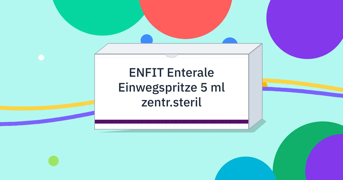 Symbolbild: Packung mit der Aufschrift ENFIT Enterale Einwegspritze 5 ml zentr.steril (PZN 16807667) – Verfügbarkeit und Bezug in Apotheken in Frankfurt am Main