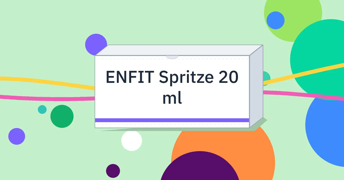 Symbolbild: Packung mit der Aufschrift ENFIT Spritze 20 ml (PZN 11289860) – Verfügbarkeit und Bezug in Apotheken in Frankfurt am Main