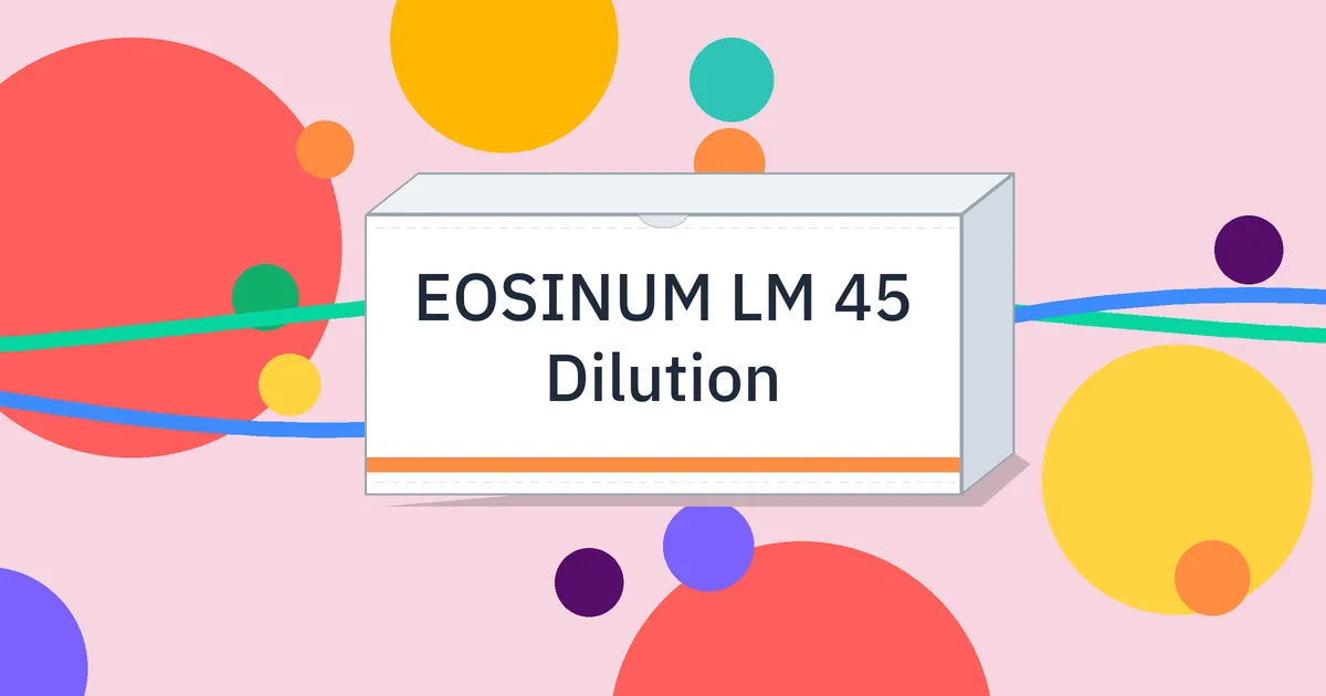 Symbolbild: Packung mit der Aufschrift EOSINUM LM 45 Dilution (PZN 16704861) – Verfügbarkeit und Bezug in Apotheken in Frankfurt am Main