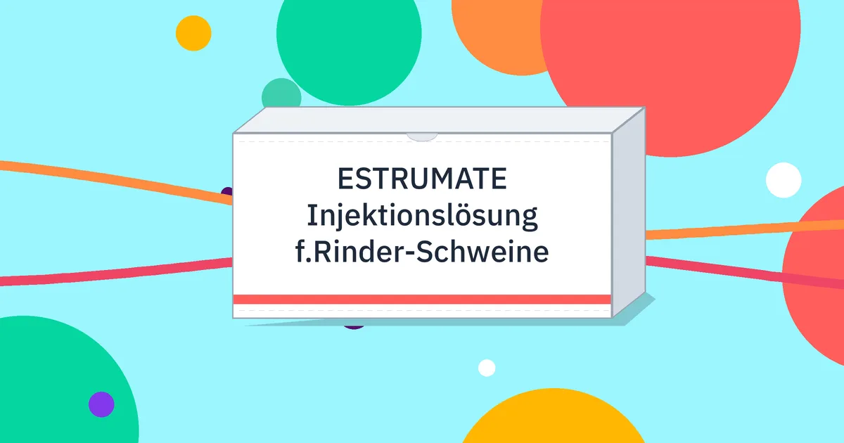 Symbolbild: Packung mit der Aufschrift ESTRUMATE Injektionslösung f.Rinder-Schweine (PZN 09150735) – Verfügbarkeit und Bezug in Apotheken in Frankfurt am Main