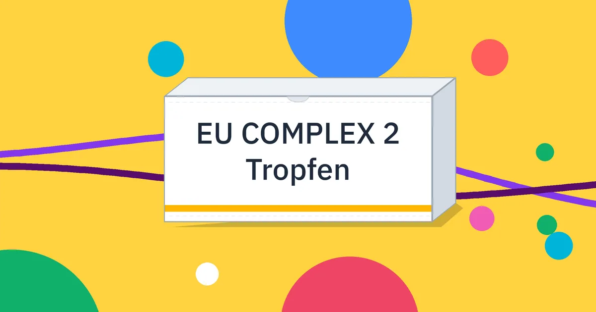 Symbolbild: Packung mit der Aufschrift EU COMPLEX 2 Tropfen (PZN 16784877) – Verfügbarkeit und Bezug in Apotheken in Frankfurt am Main