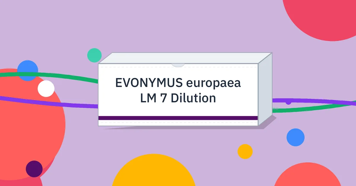 Symbolbild: Packung mit der Aufschrift EVONYMUS europaea LM 7 Dilution (PZN 13484548) – Verfügbarkeit und Bezug in Apotheken in Frankfurt am Main