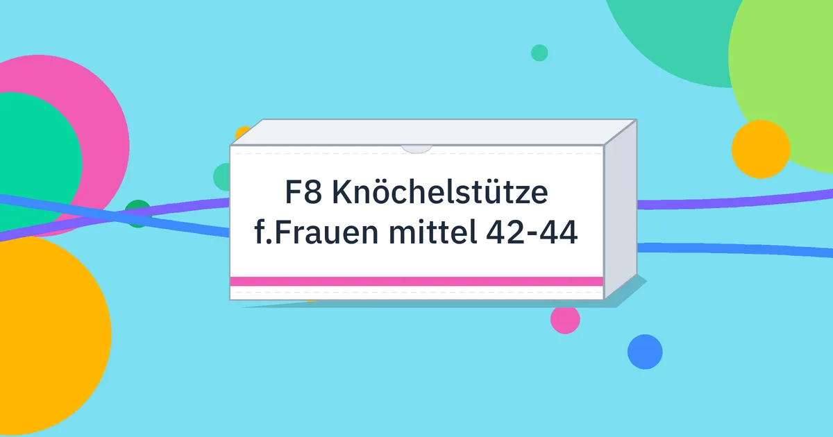 Symbolbild: Packung mit der Aufschrift F8 Knöchelstütze f.Frauen mittel 42-44 (PZN 04496311) – Verfügbarkeit und Bezug in Apotheken in Frankfurt am Main
