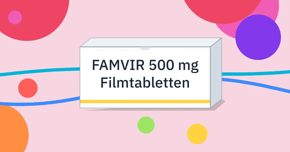 Symbolbild: Packung mit der Aufschrift FAMVIR 500 mg Filmtabletten (PZN 11521156) – Verfügbarkeit und Bezug in Apotheken in Frankfurt am Main
