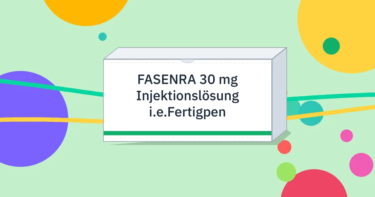 Symbolbild: Packung mit der Aufschrift FASENRA 30 mg Injektionslösung i.e.Fertigpen (PZN 20032410) – Verfügbarkeit und Bezug in Apotheken in Frankfurt am Main