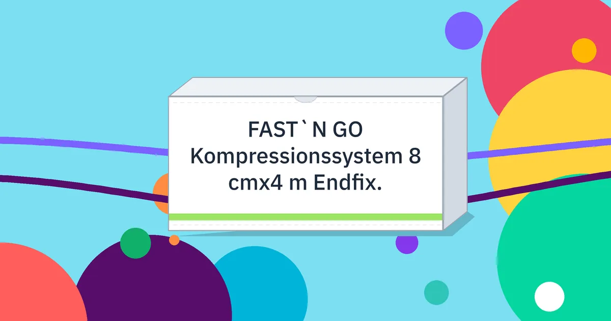 Symbolbild: Packung mit der Aufschrift FAST`N GO Kompressionssystem 8 cmx4 m Endfix. (PZN 14819235) – Verfügbarkeit und Bezug in Apotheken in Frankfurt am Main