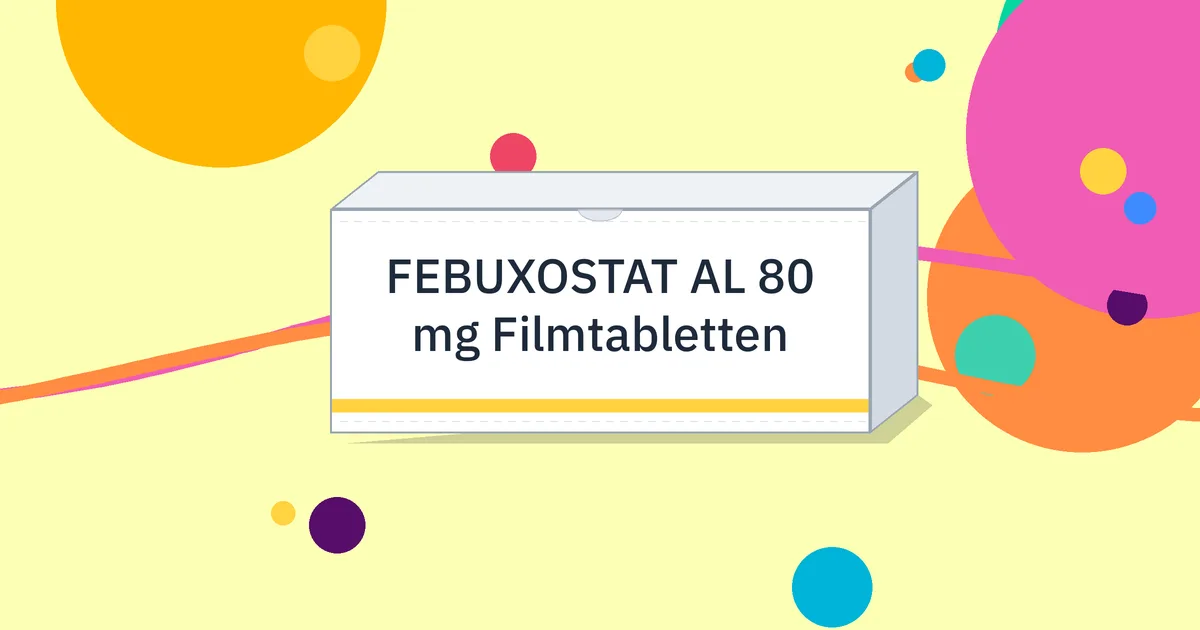 Symbolbild: Packung mit der Aufschrift FEBUXOSTAT AL 80 mg Filmtabletten (PZN 14286448) – Verfügbarkeit und Bezug in Apotheken in Frankfurt am Main