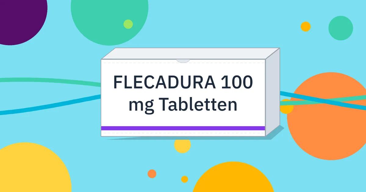 Symbolbild: Packung mit der Aufschrift FLECADURA 100 mg Tabletten (PZN 02262247) – Verfügbarkeit und Bezug in Apotheken in Frankfurt am Main