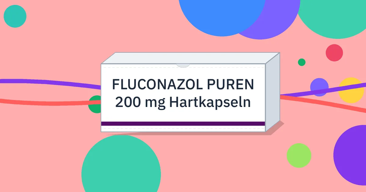 Symbolbild: Packung mit der Aufschrift FLUCONAZOL PUREN 200 mg Hartkapseln (PZN 20393183) – Verfügbarkeit und Bezug in Apotheken in Frankfurt am Main