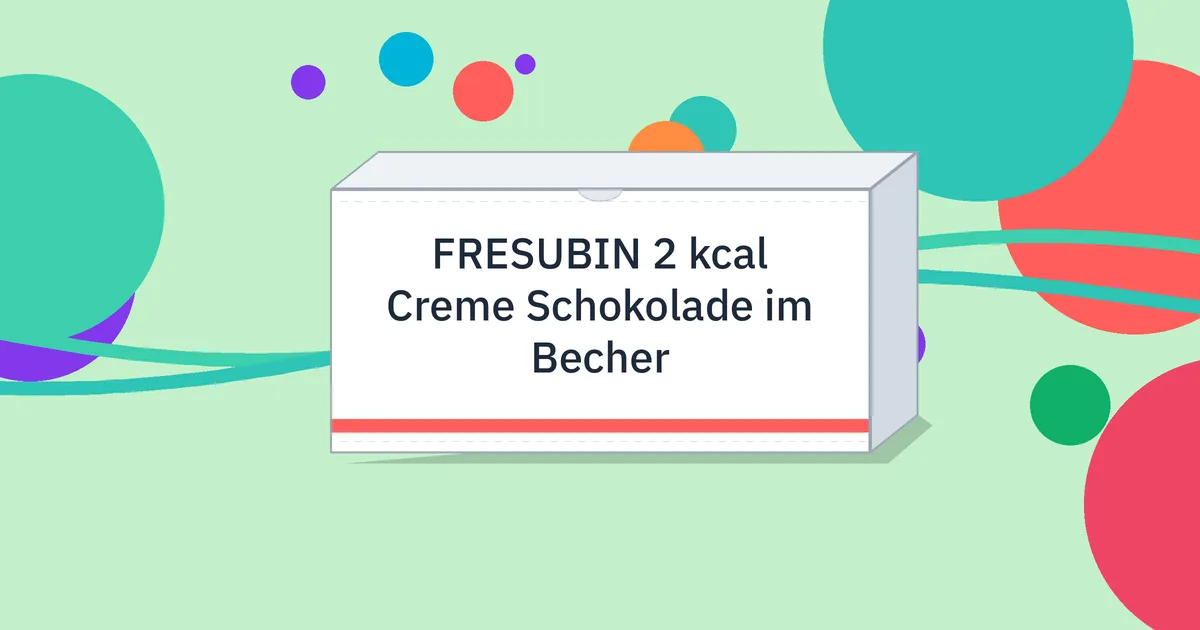 Symbolbild: Packung mit der Aufschrift FRESUBIN 2 kcal Creme Schokolade im Becher (PZN 11513530) – Verfügbarkeit und Bezug in Apotheken in Frankfurt am Main