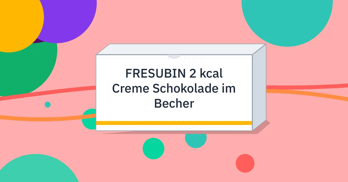 Symbolbild: Packung mit der Aufschrift FRESUBIN 2 kcal Creme Schokolade im Becher (PZN 19732266) – Verfügbarkeit und Bezug in Apotheken in Frankfurt am Main