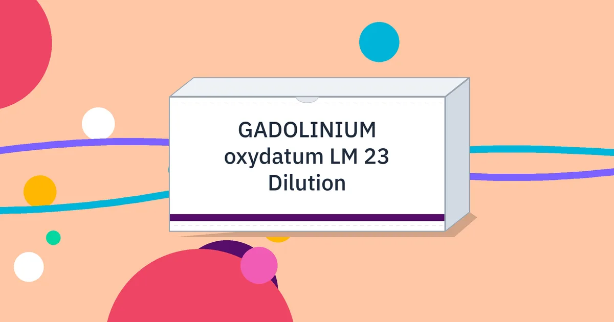 Symbolbild: Packung mit der Aufschrift GADOLINIUM oxydatum LM 23 Dilution (PZN 13494498) – Verfügbarkeit und Bezug in Apotheken in Frankfurt am Main