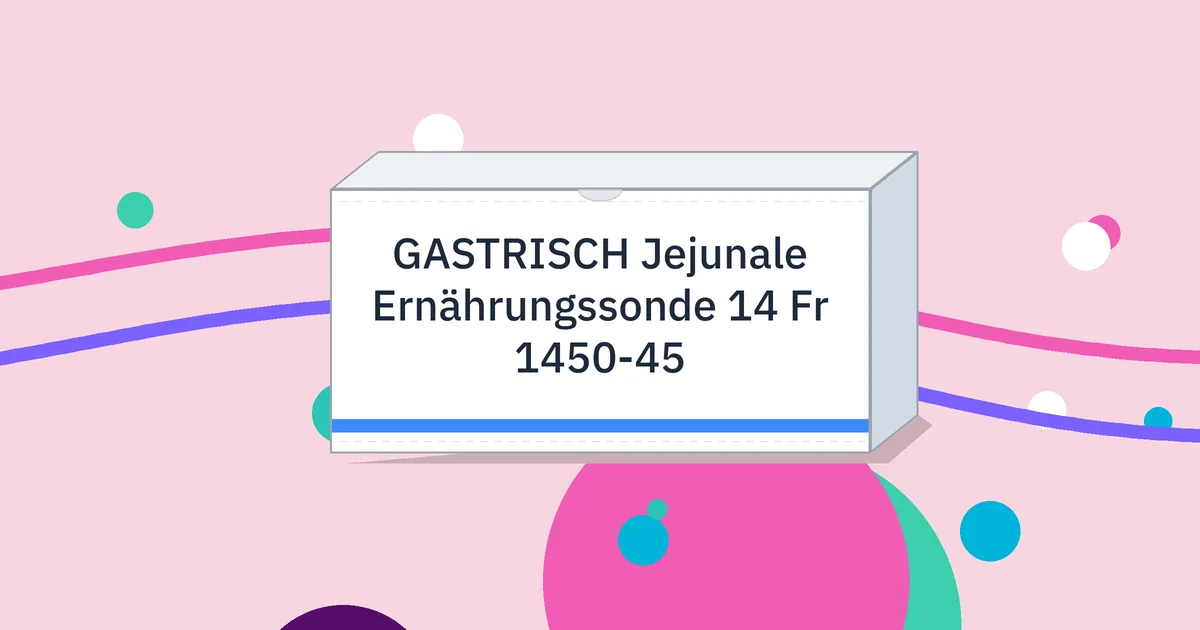 Symbolbild: Packung mit der Aufschrift GASTRISCH Jejunale Ernährungssonde 14 Fr 1450-45 (PZN 14344996) – Verfügbarkeit und Bezug in Apotheken in Frankfurt am Main