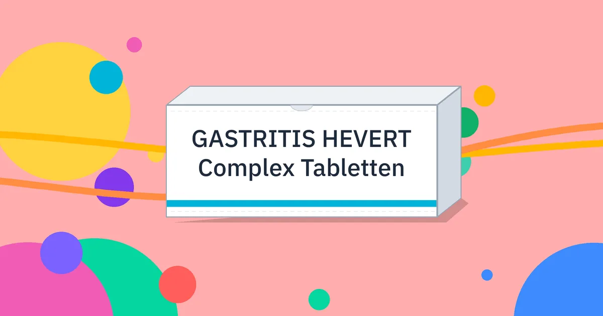 Symbolbild: Packung mit der Aufschrift GASTRITIS HEVERT Complex Tabletten (PZN 04518202) – Verfügbarkeit und Bezug in Apotheken in Frankfurt am Main