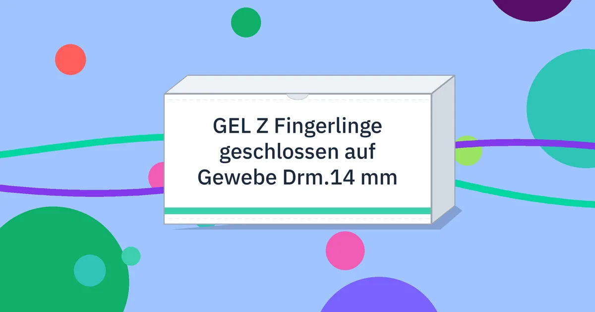 Symbolbild: Packung mit der Aufschrift GEL Z Fingerlinge geschlossen auf Gewebe Drm.14 mm (PZN 11078850) – Verfügbarkeit und Bezug in Apotheken in Frankfurt am Main