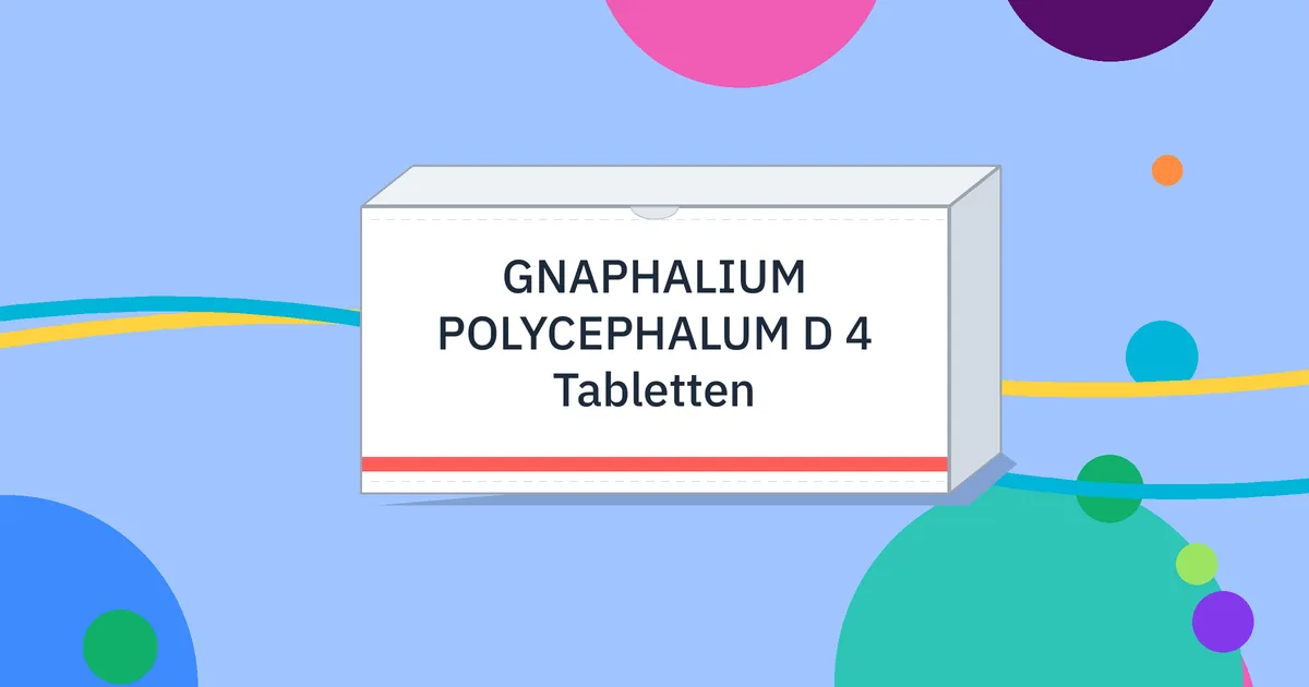 Symbolbild: Packung mit der Aufschrift GNAPHALIUM POLYCEPHALUM D 4 Tabletten (PZN 02116824) – Verfügbarkeit und Bezug in Apotheken in Frankfurt am Main