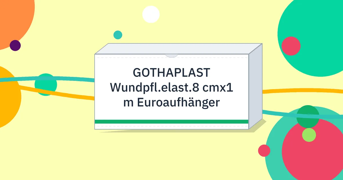 Symbolbild: Packung mit der Aufschrift GOTHAPLAST Wundpfl.elast.8 cmx1 m Euroaufhänger (PZN 04092217) – Verfügbarkeit und Bezug in Apotheken in Frankfurt am Main